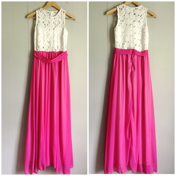 Sua Mei | Dresses | Sua Mei Lace Colorblock Formal Maxi Dress L | Poshmark
